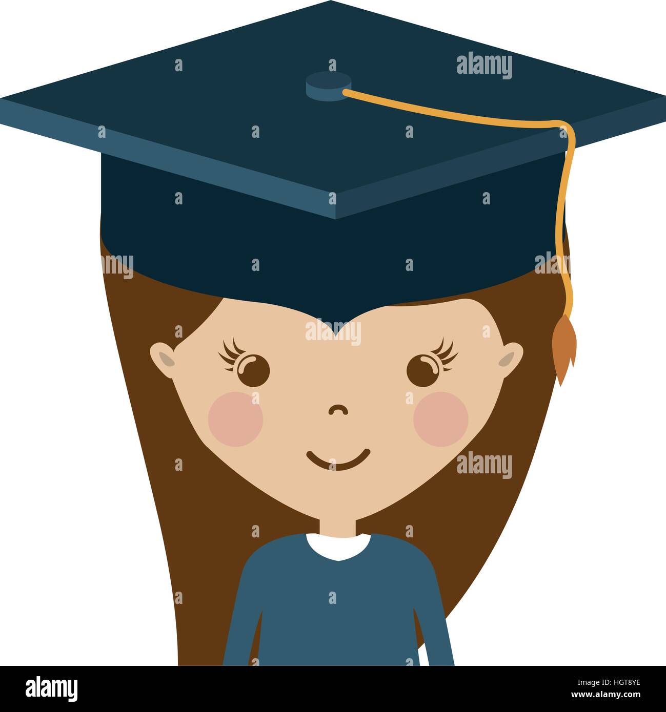 Girl with graduation cap icon. University education and school theme ...