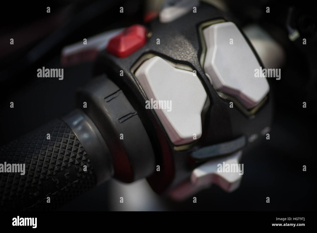 Color image with the controls on a motorcycle handlebar Stock Photo - Alamy