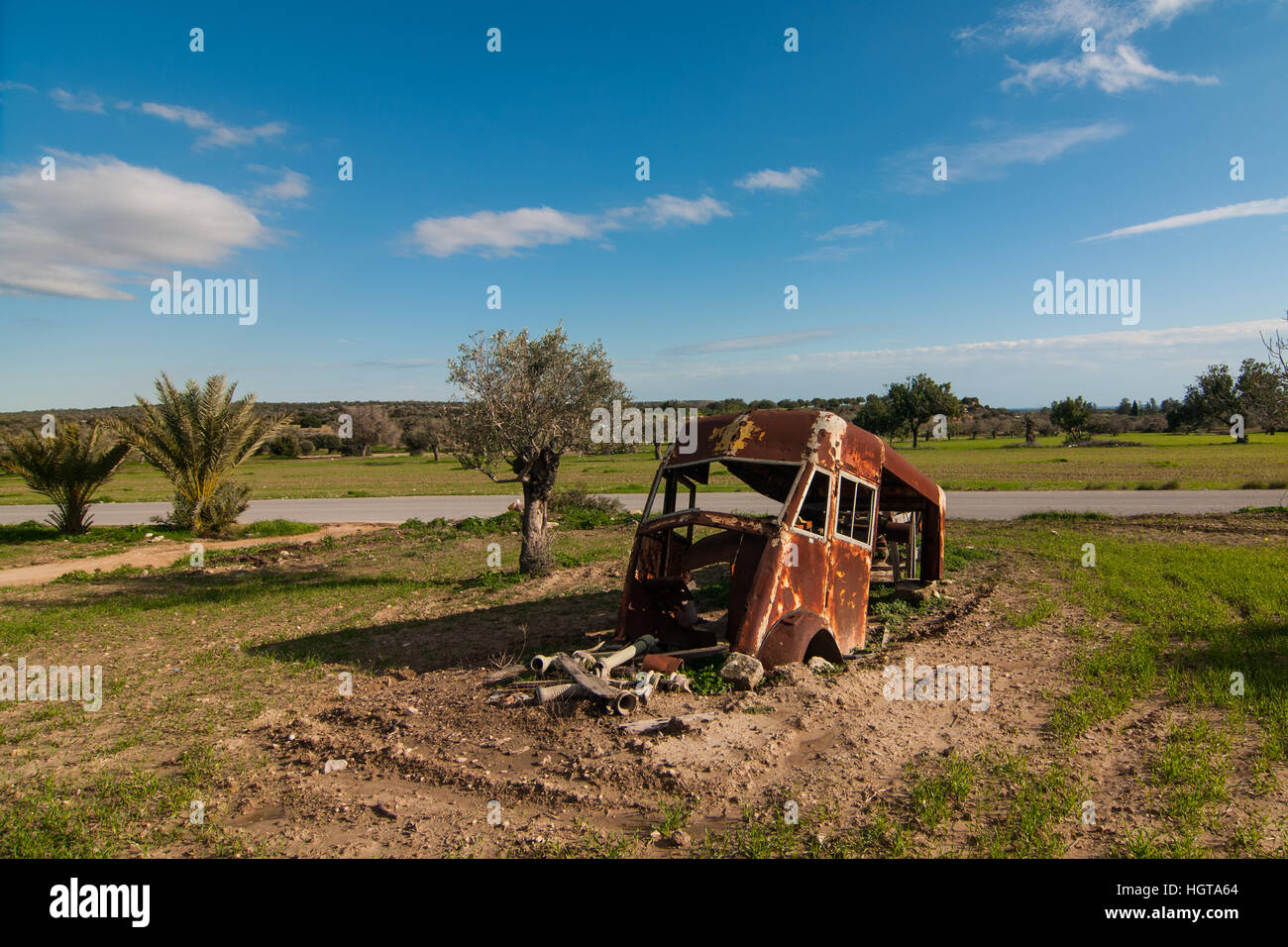 An old van, now decorative, in the countryside near Buyukkonuk, the ...