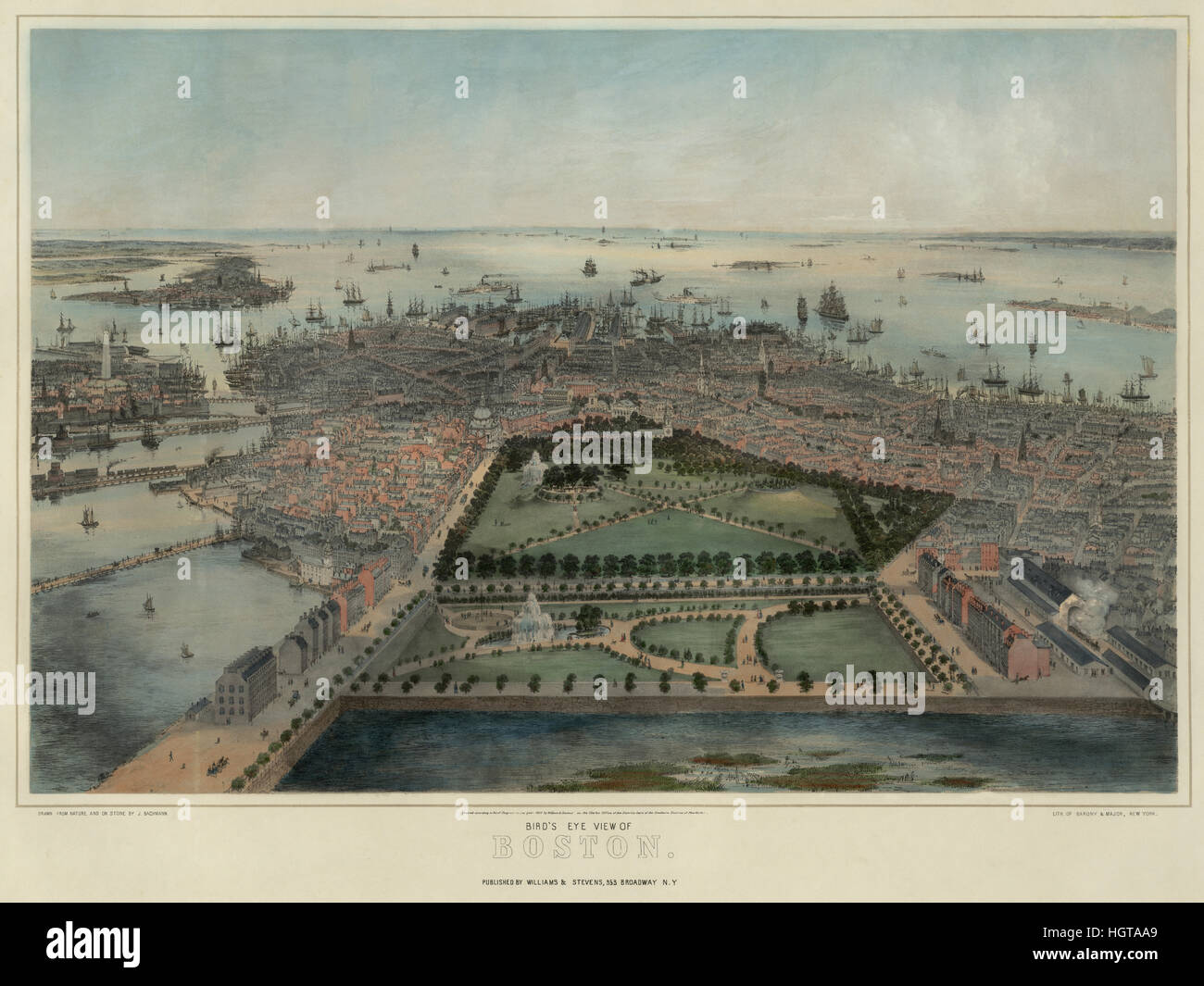 Map Of Boston 1850 Stock Photo - Alamy