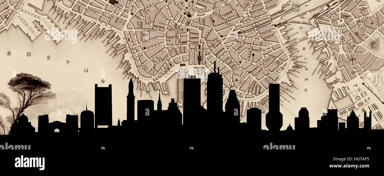 Modern map of boston hi-res stock photography and images - Alamy