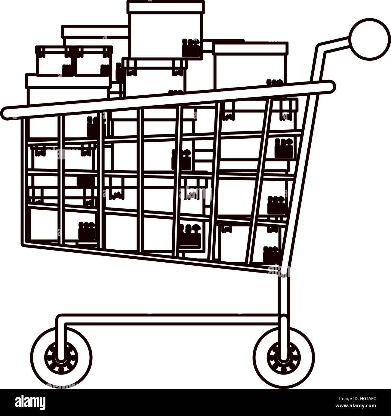 Isolated shopping cart and box design Stock Vector Image & Art - Alamy