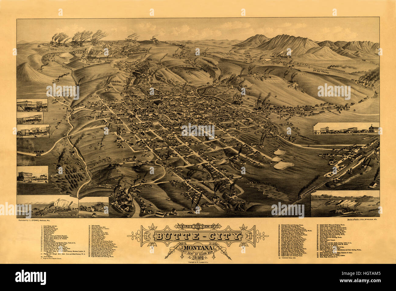 Map of butte 1884 hi-res stock photography and images - Alamy