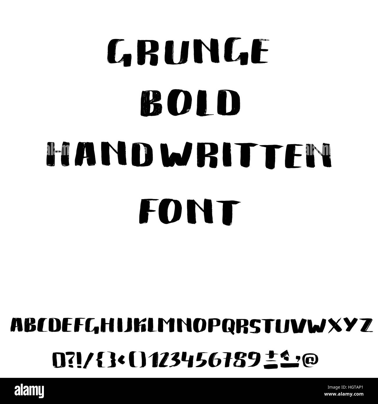 Hand drawn font made by dry brush strokes. Grunge style alphabet Stock ...