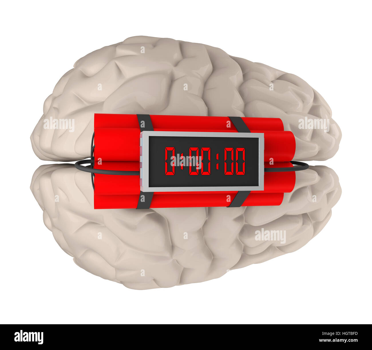 brain with time bomb isolated on white 3d rendering Stock Photo - Alamy