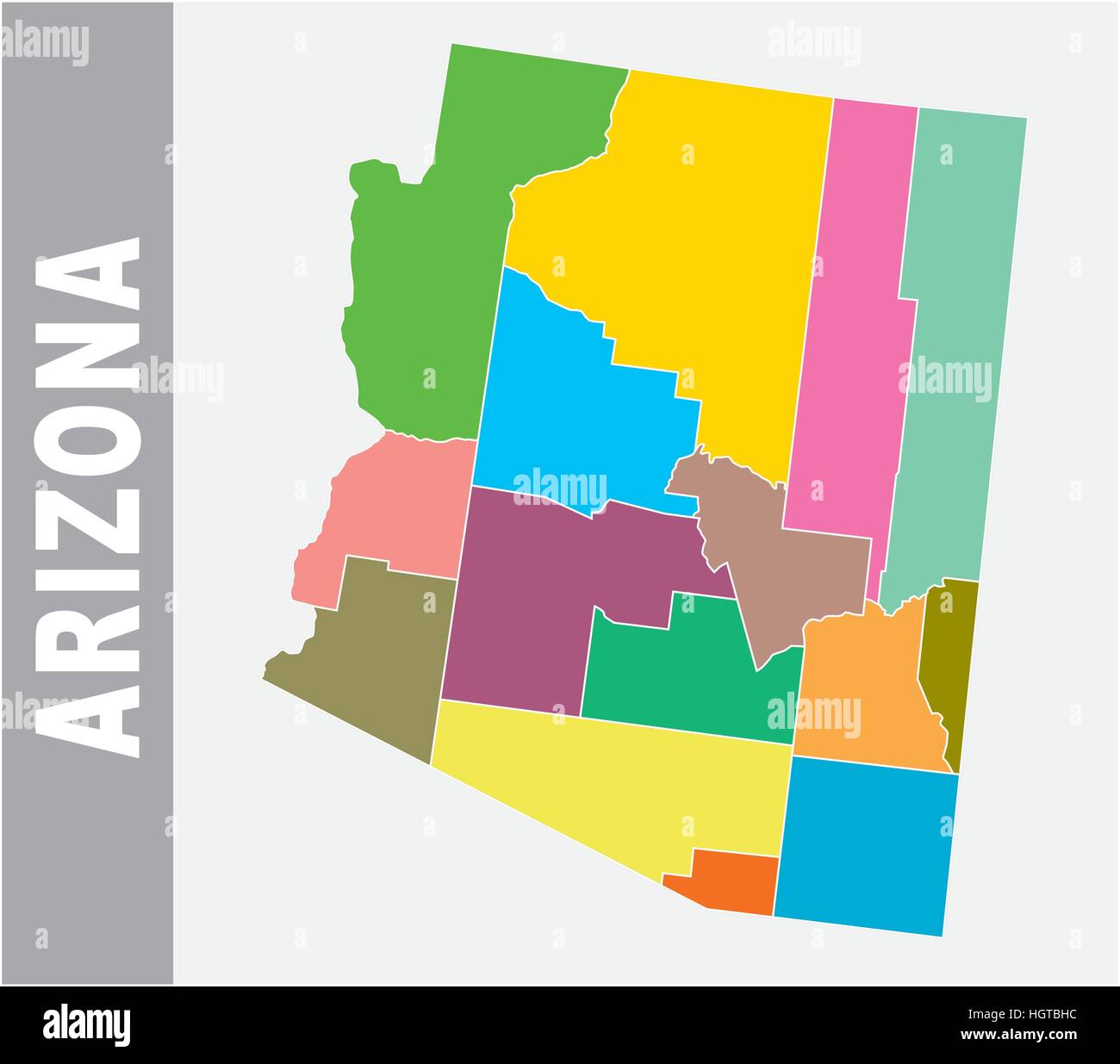 Colorful Arizona administrative and political vector map Stock Vector ...