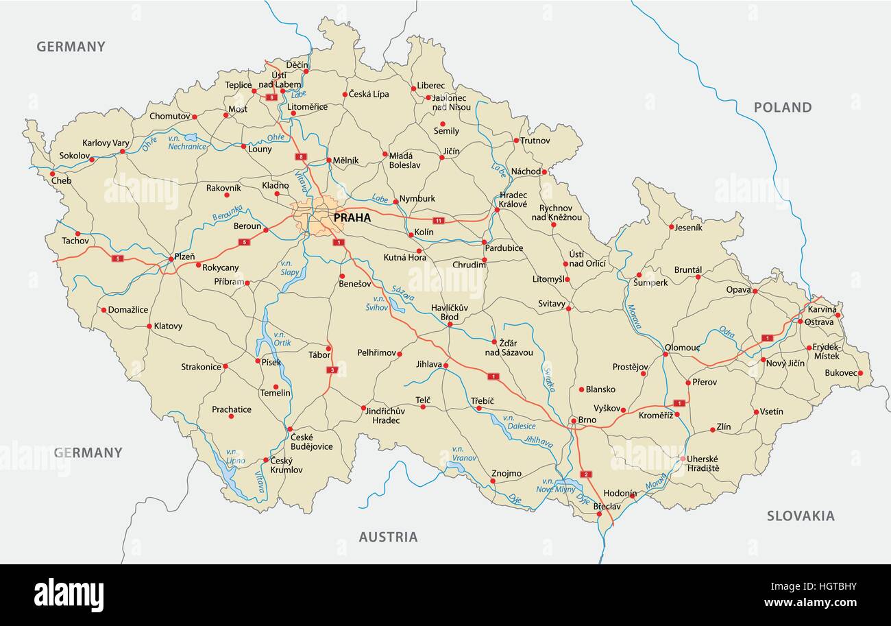 czech republic road map Stock Vector Image & Art - Alamy