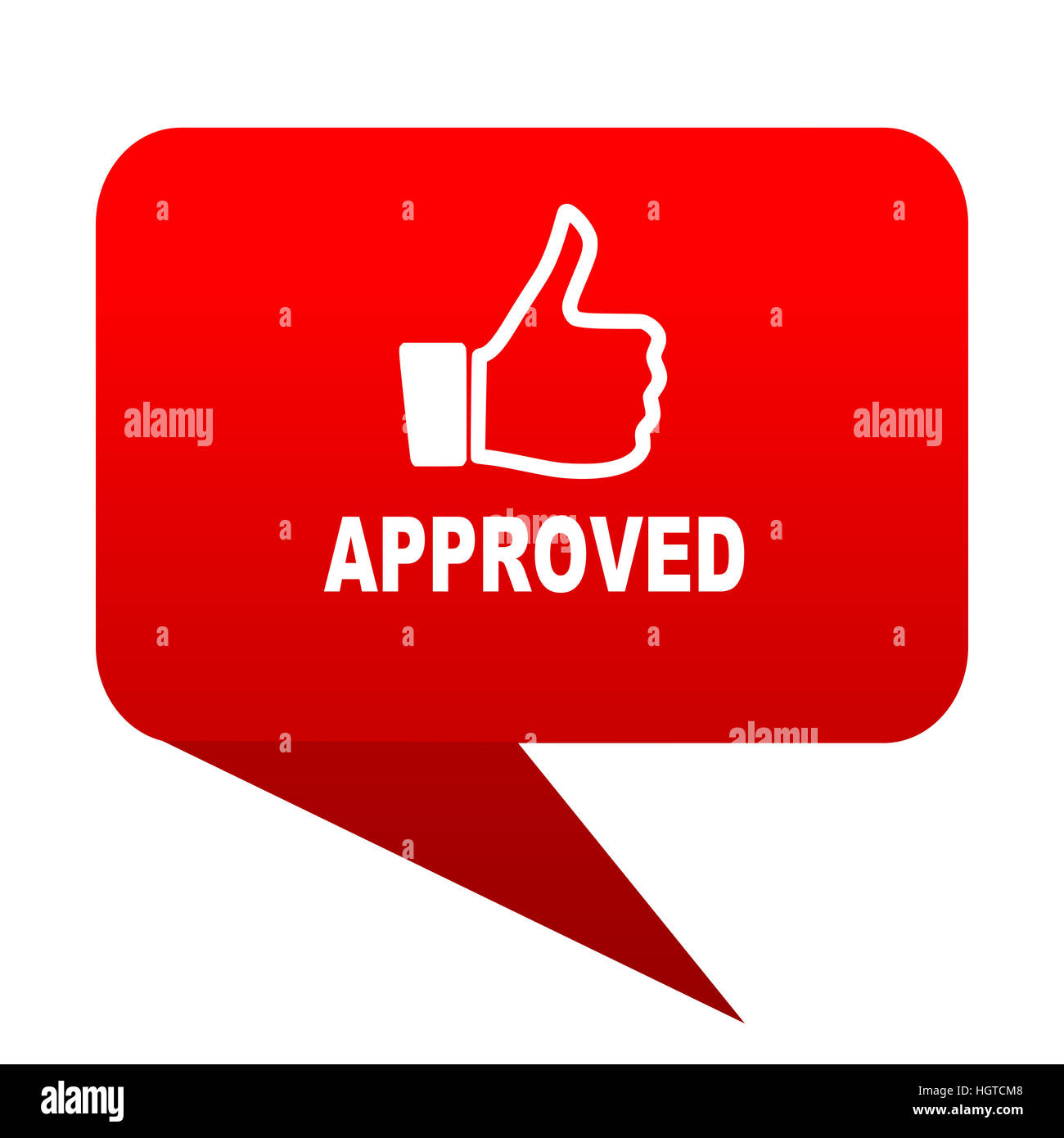 approved bubble red icon Stock Photo - Alamy
