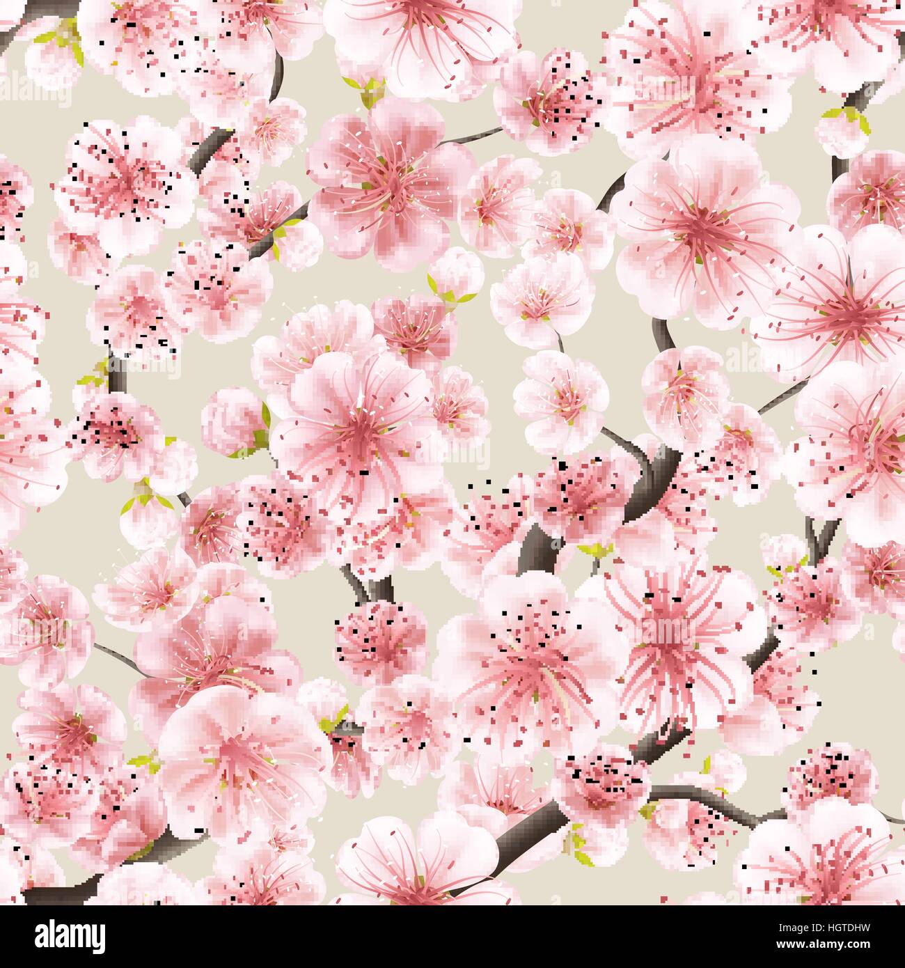 Seamless pink Sakura flowering cherry. EPS 10 Stock Vector Image & Art ...