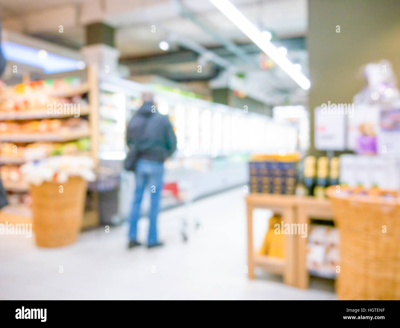 Abstract blurred supermarket aisle Stock Photo - Alamy