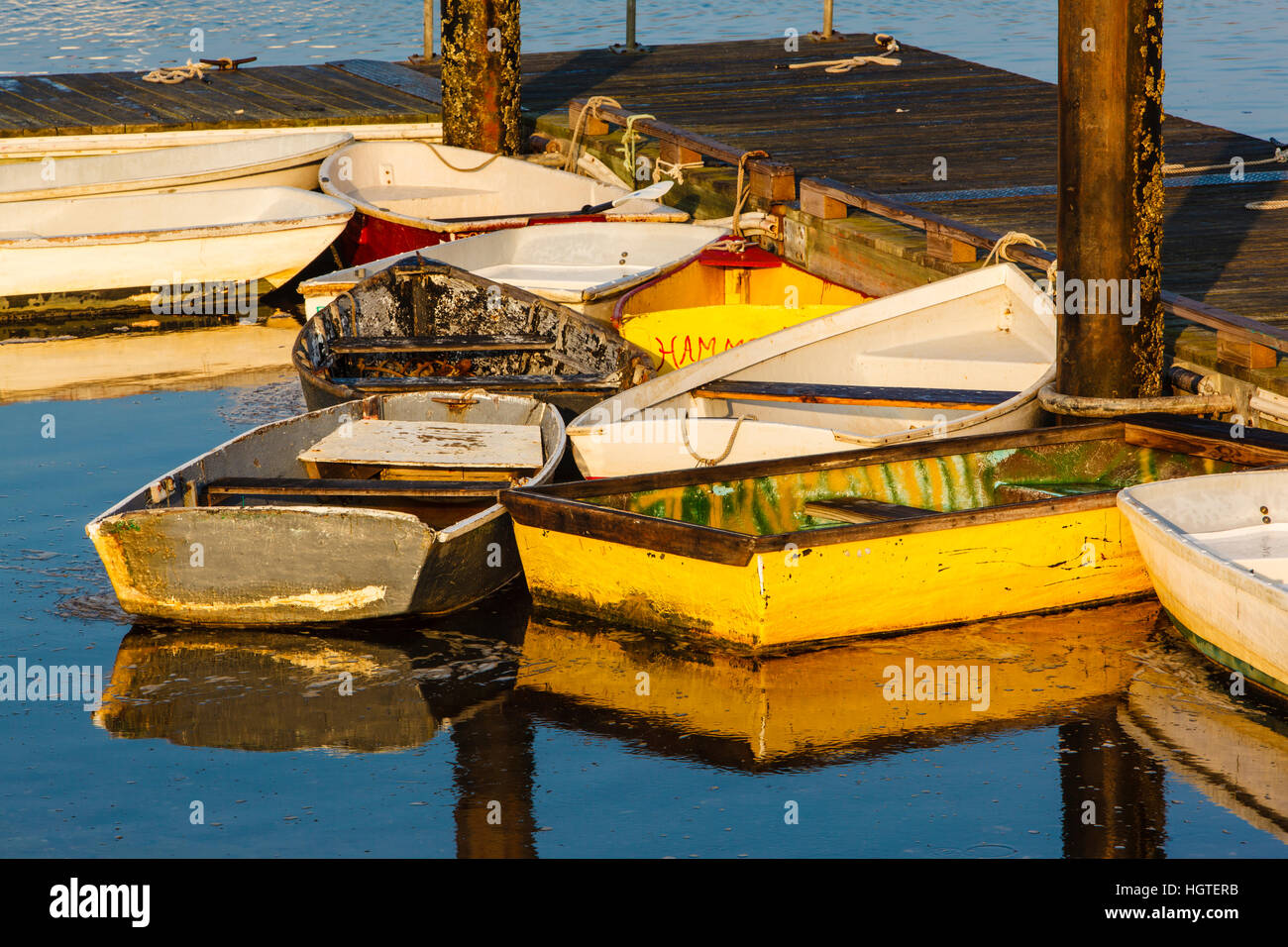 Skiffs at the dock in Pamet Harbor in Truro, Massachusetts. Cape Cod ...