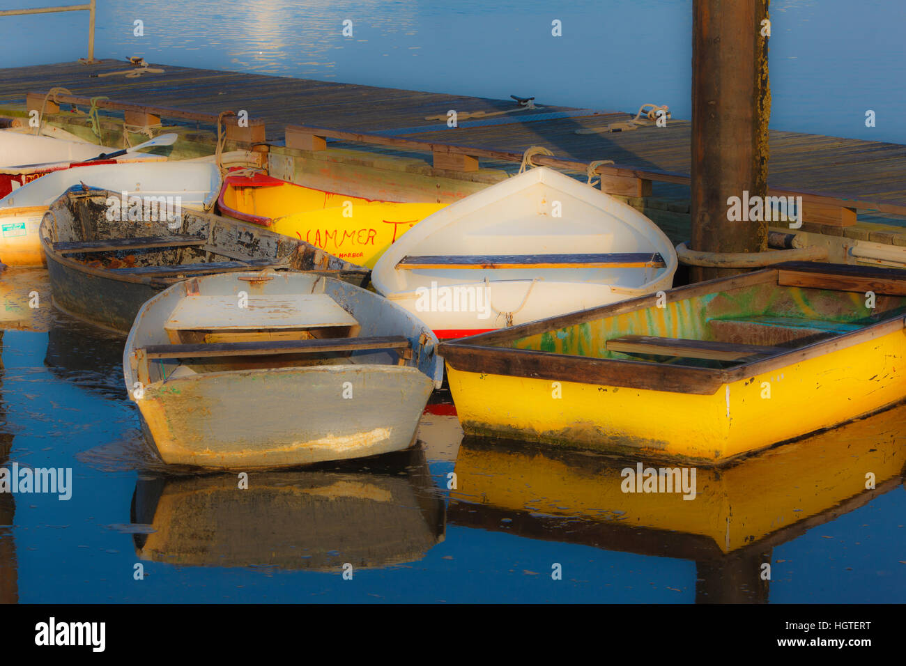 Skiffs at the dock in Pamet Harbor in Truro, Massachusetts. Cape Cod ...