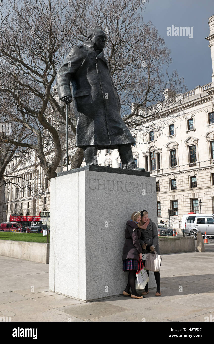 `statue of Winston Churchill, London Stock Photo - Alamy