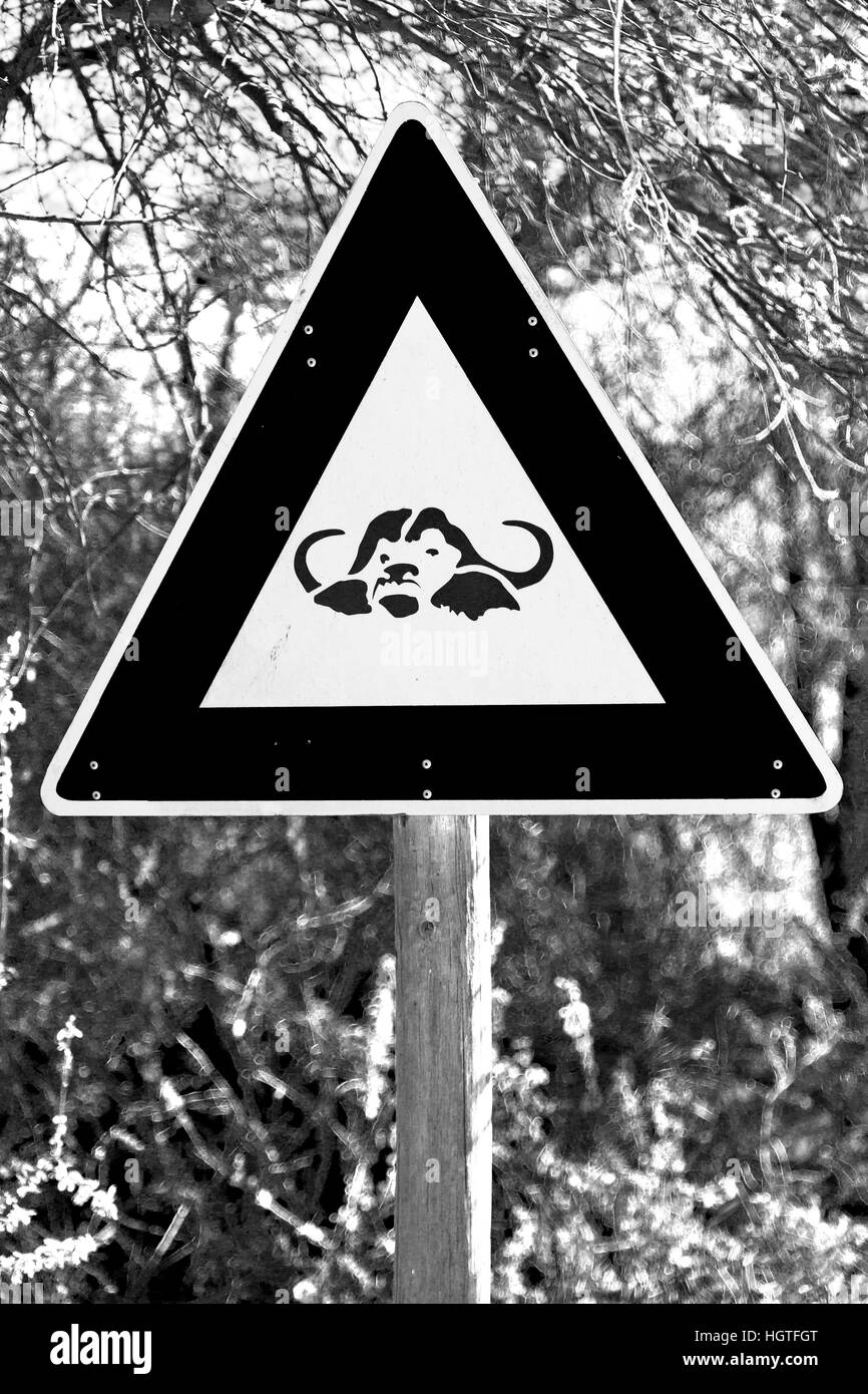 Buffalo warning sign Black and White Stock Photos & Images - Alamy