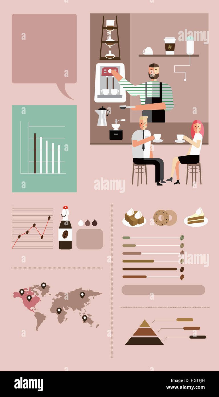 Infographic illustration related to cafe Stock Photo - Alamy