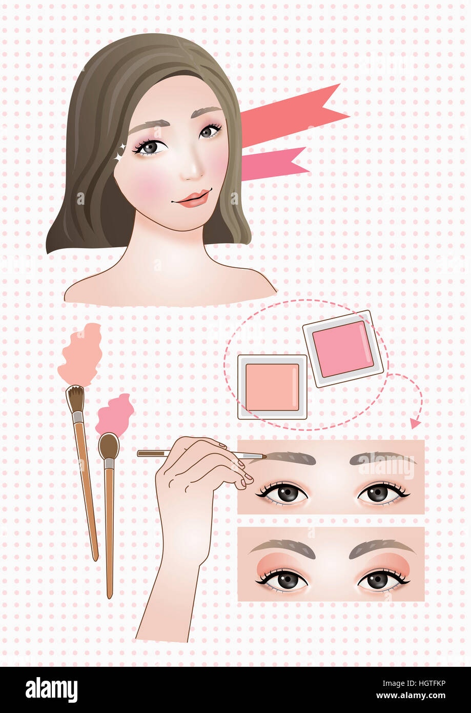 Smiling woman putting on eye makeup Stock Photo - Alamy