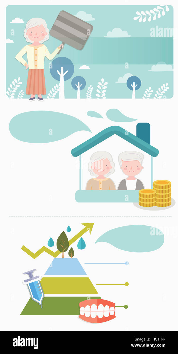 Infographic illustration related to insurance in aging society Stock ...