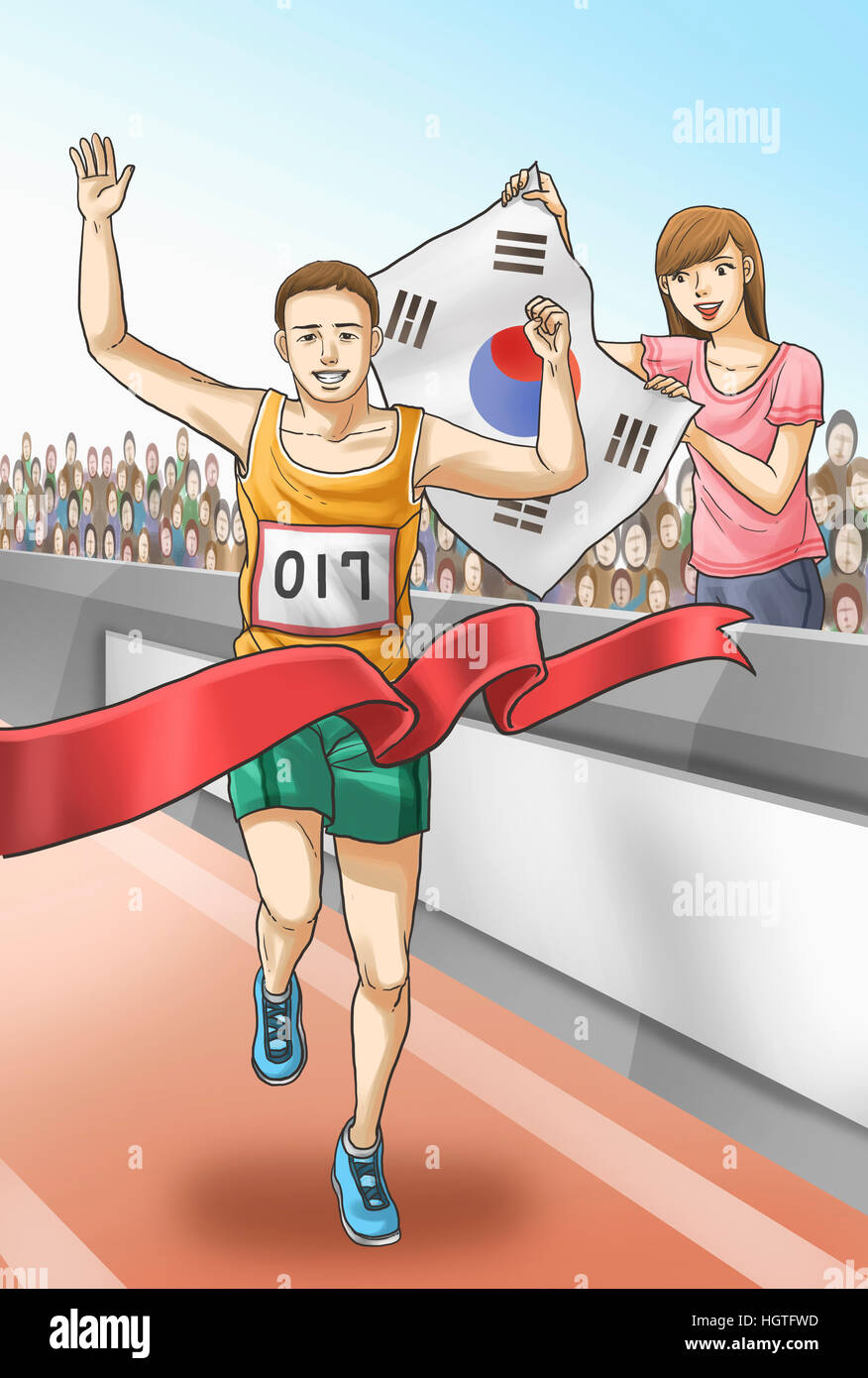 Successful Korean marathon runner Stock Photo - Alamy