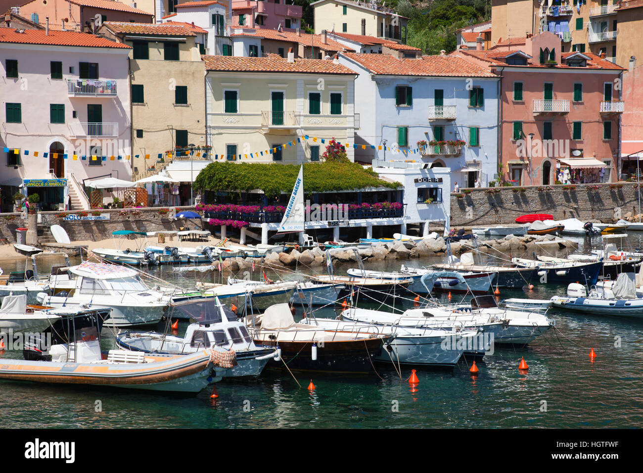 Giglio village and port, Giglio Island, Tuscan archipelago, Tuscany ...