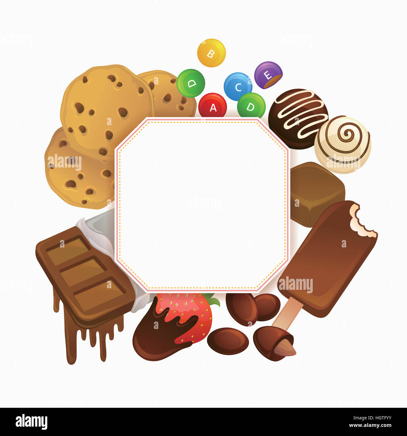 Frame with various sweet dessert Stock Photo - Alamy