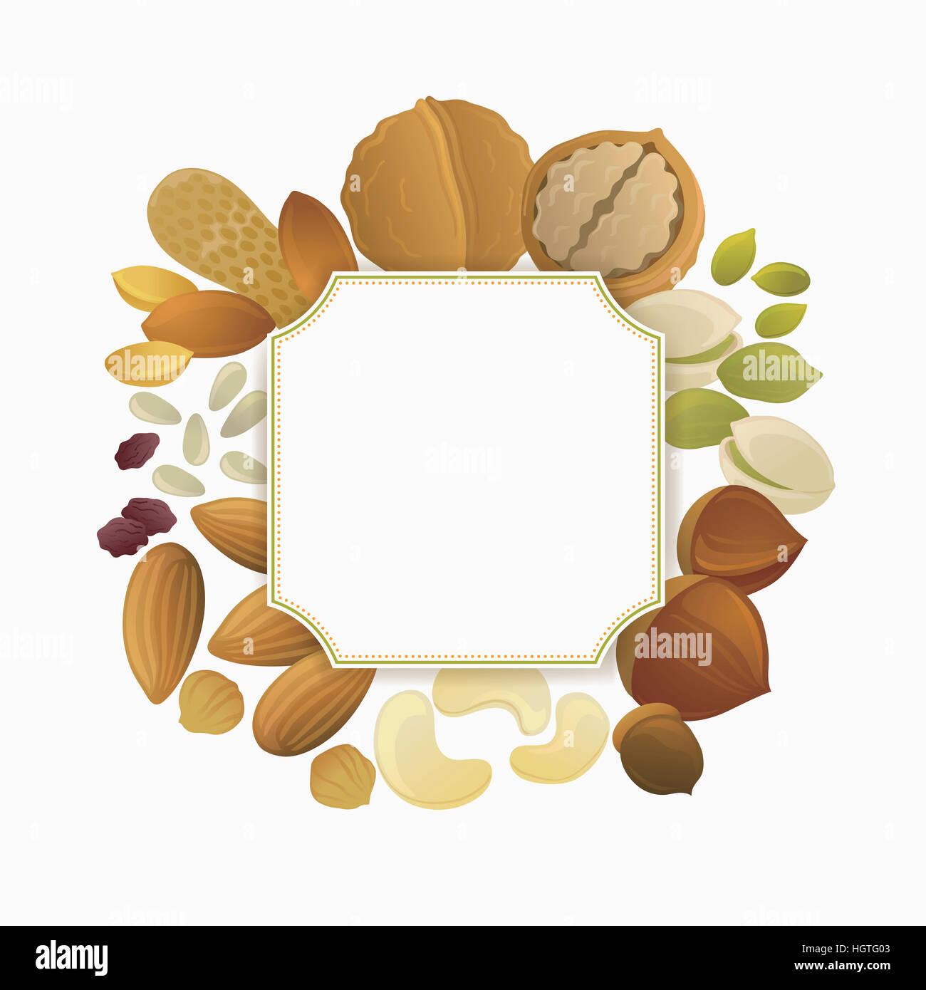 Frame with various nuts Stock Photo - Alamy