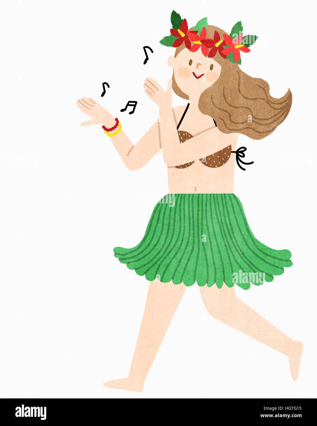 Smiling woman dancing the hula Stock Photo - Alamy