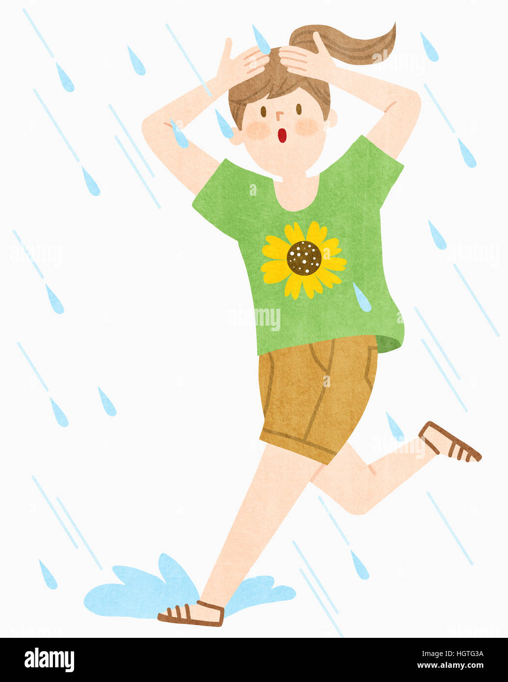 Woman running in the rain Stock Photo - Alamy