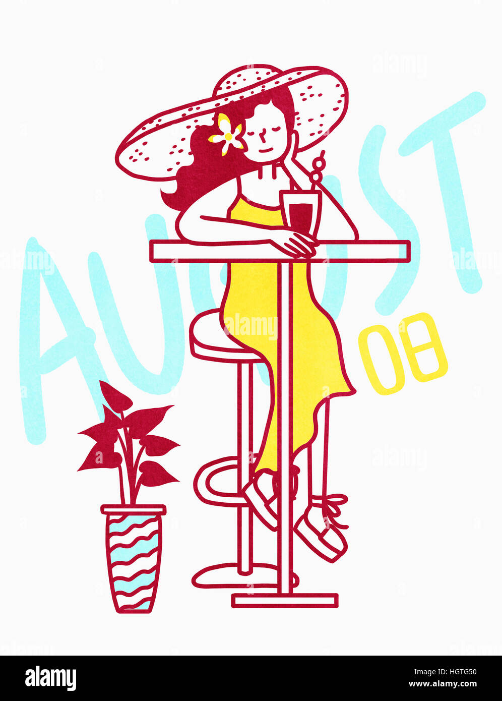 Woman in summer straw Cut Out Stock Images & Pictures - Alamy