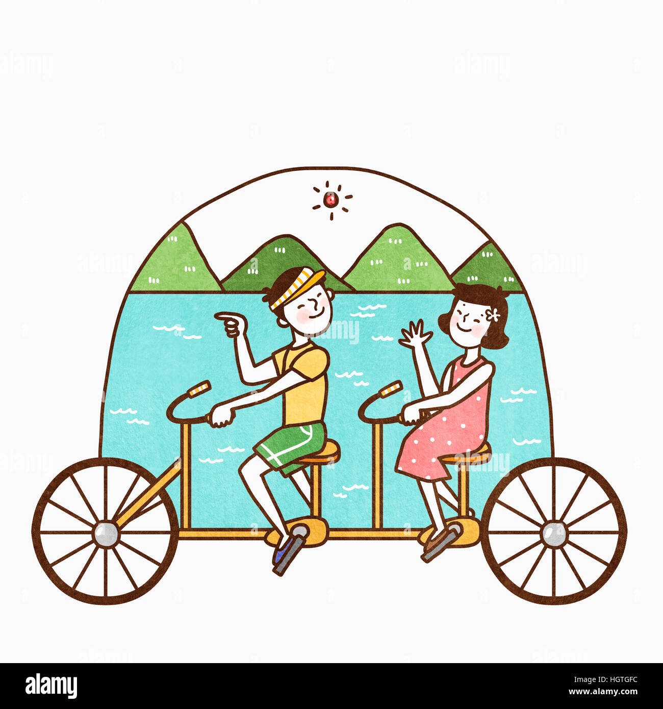 Couple bicycle romantic Cut Out Stock Images & Pictures - Alamy