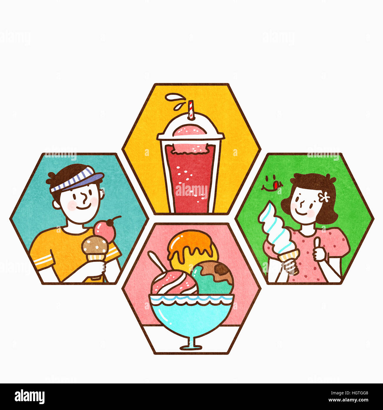 Romantic couple having ice cream and drink Stock Photo - Alamy