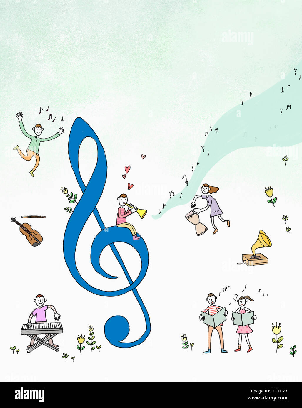 Line illustration representing music education Stock Photo - Alamy