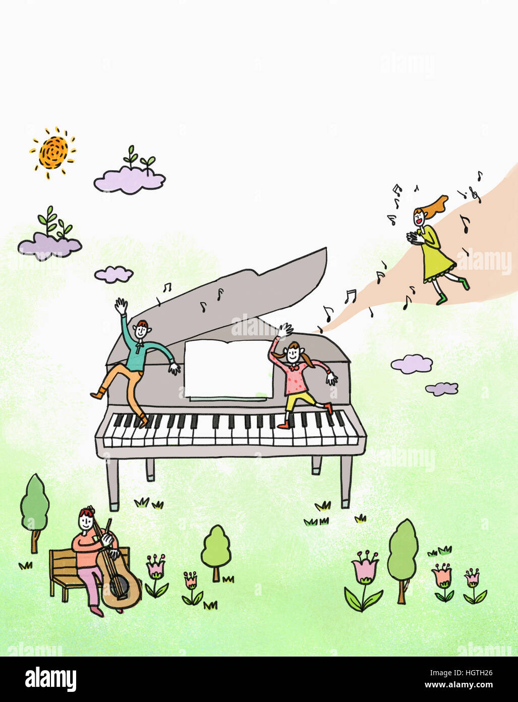 Line illustration representing music education Stock Photo - Alamy