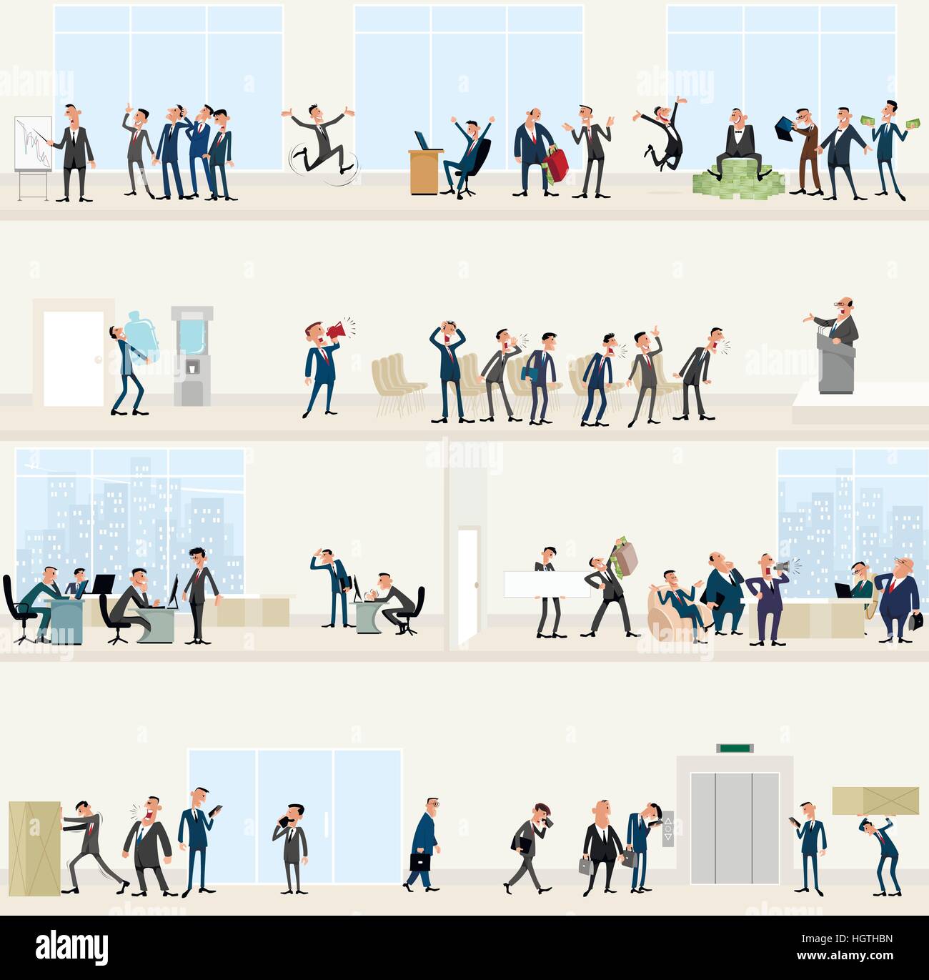 Vector illustration of a businessmen in big office Stock Vector Image ...