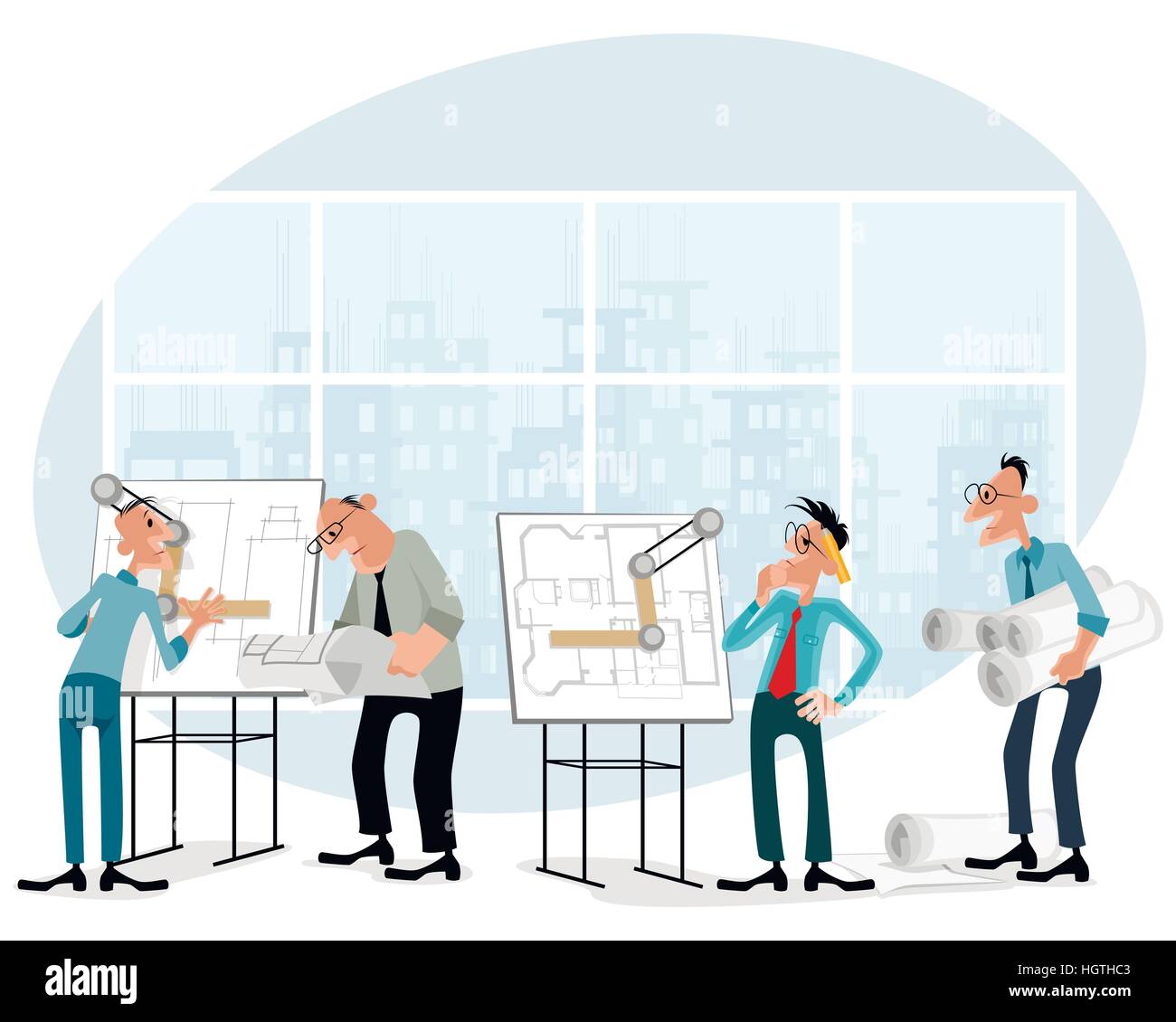 Vector illustration of a architects in office Stock Vector Image & Art ...