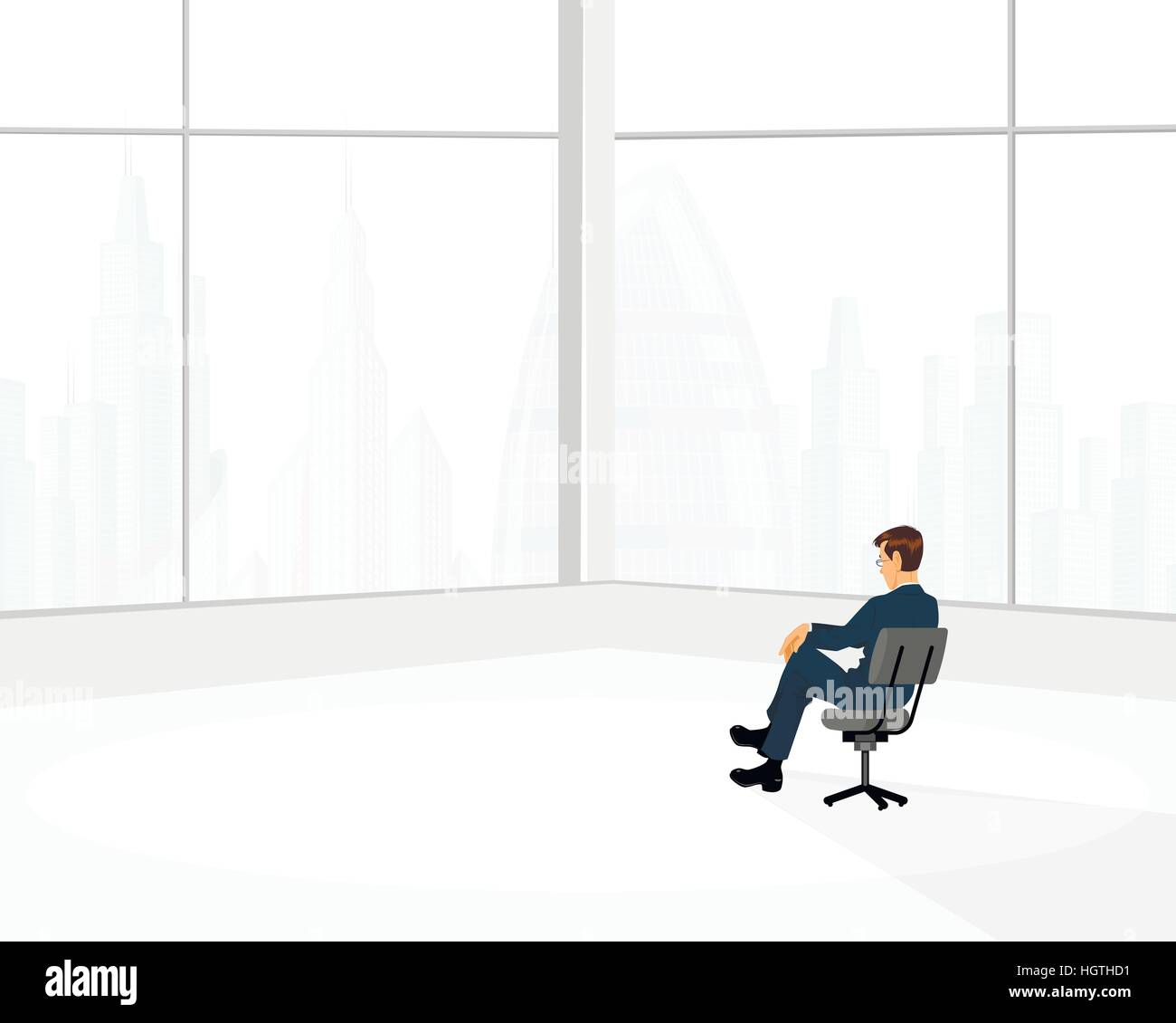 Vector illustration of a businessman looking at window Stock Vector ...