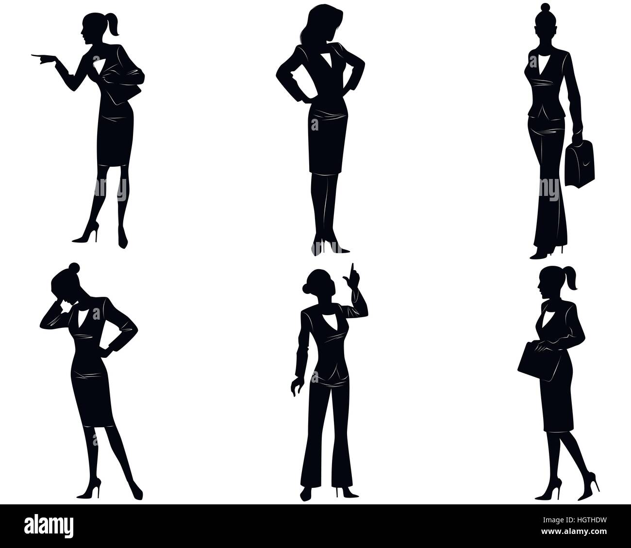 Vector illustration of a six businesswoman silhouette Stock Vector ...