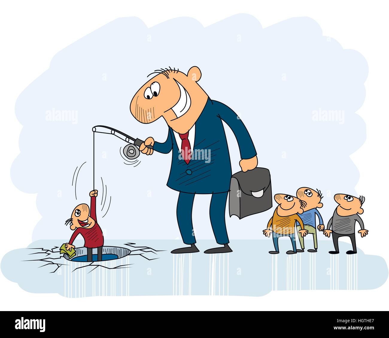 Vector illustration of a businessman catching customers Stock Vector ...