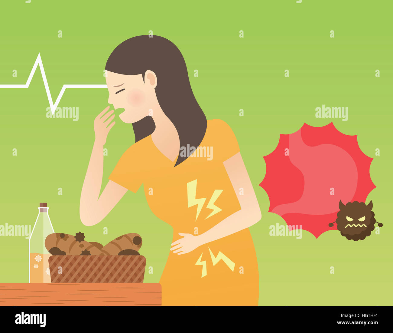 Illustration representing caution of food poisoning in summer Stock ...