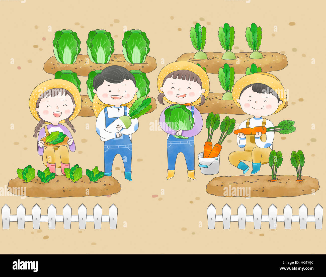 Smiling children visiting vegetable farm Stock Photo - Alamy