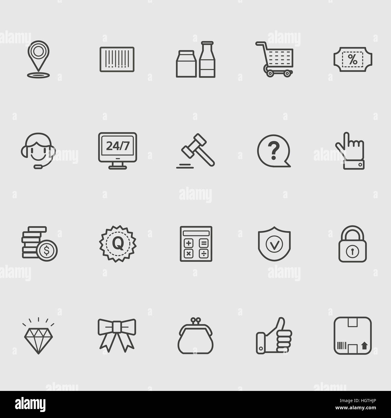 Various line icons related to shopping Stock Photo - Alamy