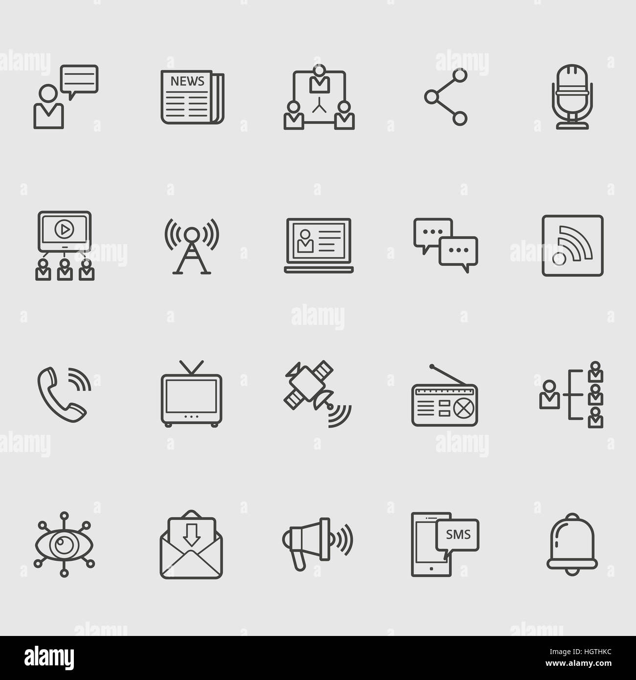 Various line icons related to communication network Stock Photo - Alamy