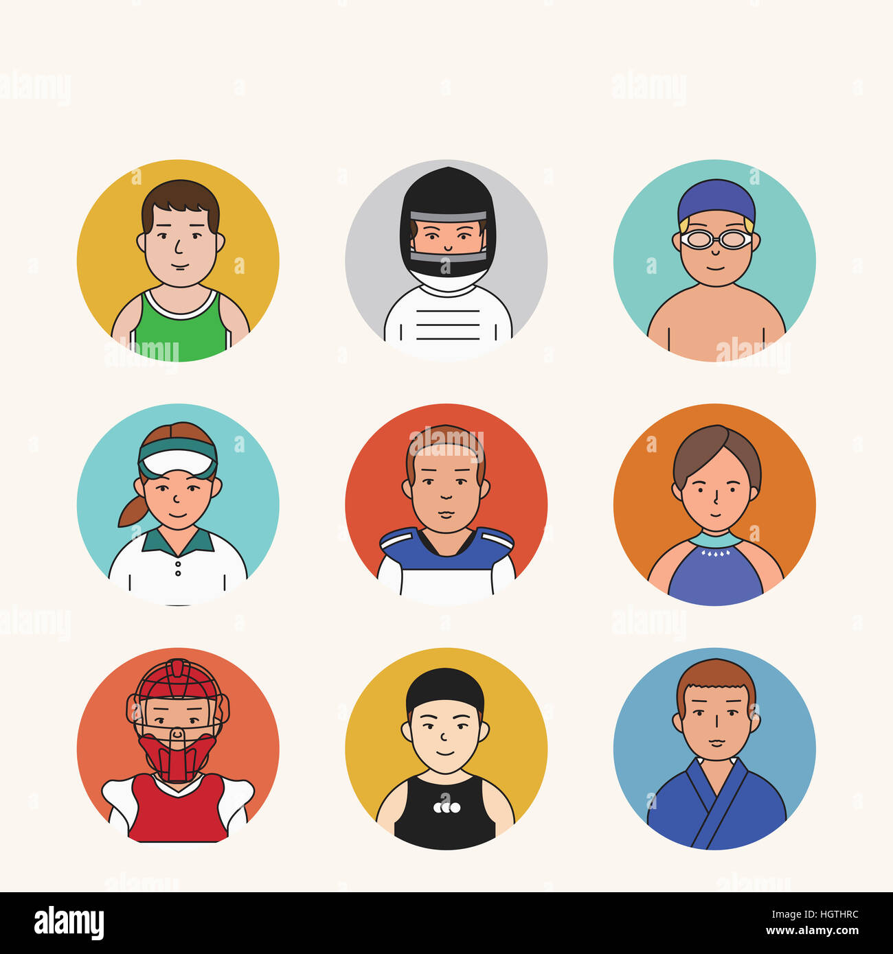 Icons of portraits of various sports players Stock Photo - Alamy