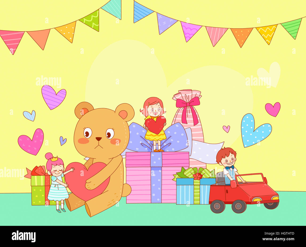 Smiling children playing with toys Stock Photo - Alamy