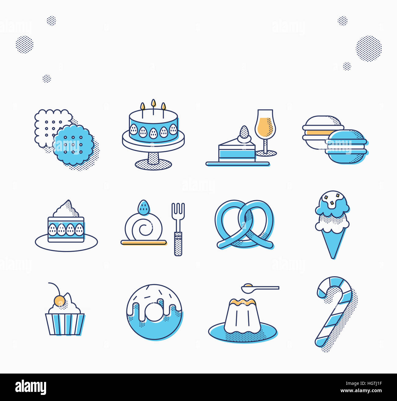 Various desserts illustration Cut Out Stock Images & Pictures - Alamy