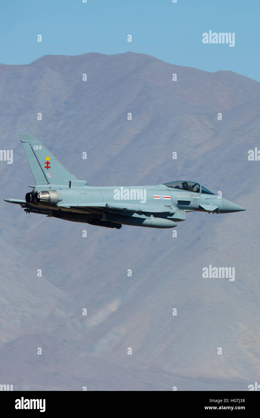 Royal Air Force Eurofighter Typhoon Jet Fighter Flying Over Death Valley National Park ...
