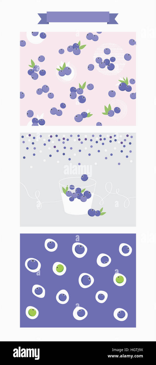 Card with patterns of fresh blueberries and ribbon Stock Photo - Alamy