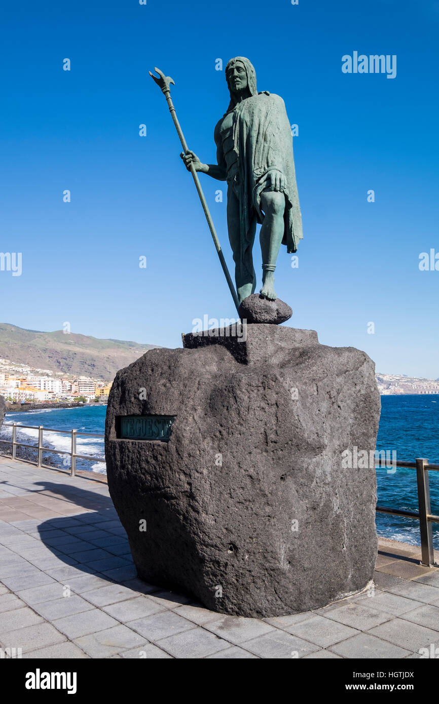 Mencey statues, Guanche kings at Candelaria, Tenerife, Canary islands ...
