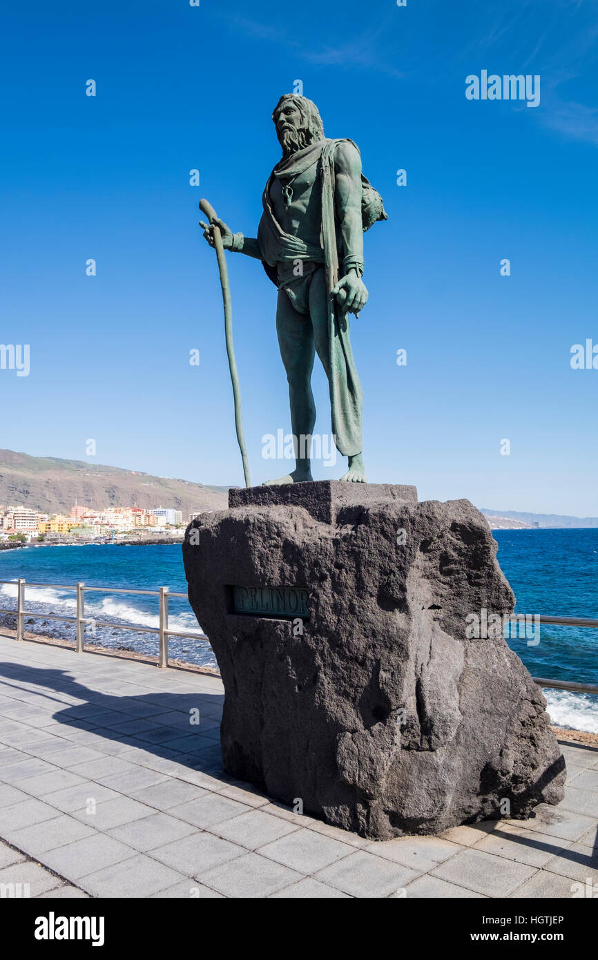 Mencey statues, Guanche kings at Candelaria, Tenerife, Canary islands ...