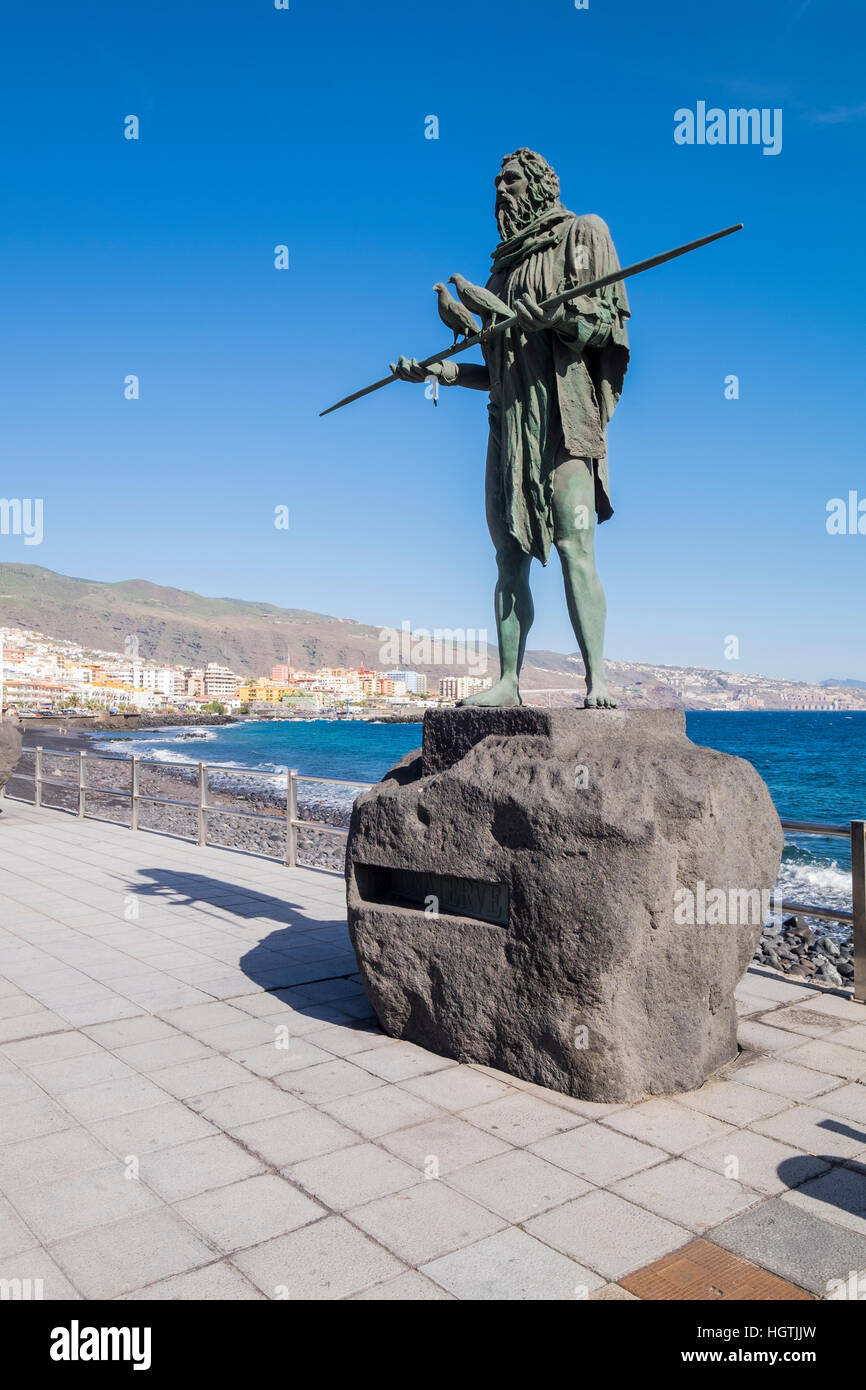 Mencey statues, Guanche kings at Candelaria, Tenerife, Canary islands ...