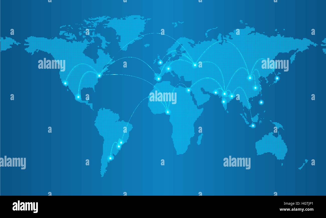 Dotted map on blue gradient background with resolution 5000x2500 dots ...